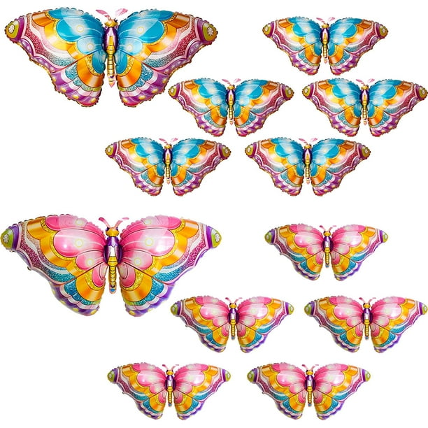 14 Pieces Butterfly Foil Balloon Large Colorful Butterfly Aluminum ...