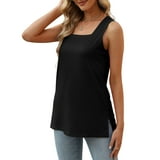 Fantaslook Women's Summer Tank Tops, Square Neck, Sleeveless, Casual ...