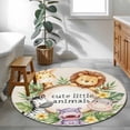 Cute Animal 3' Round Rug for Bathroom Accent Bedside Corner, Lions ...