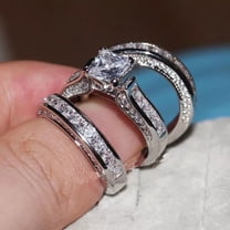 Bluebelljewels Princess Cut Cubic Zirconia 14K White Gold Finish ...