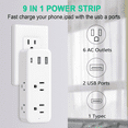 Outlet Extender, 6 Outlet Extension with 1 USB-A 2 USB-C Wall Charger ...