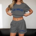 BOOMNY Womens 2 Peice Sets Letter Graphic Short Sleeve Tops Shorts ...