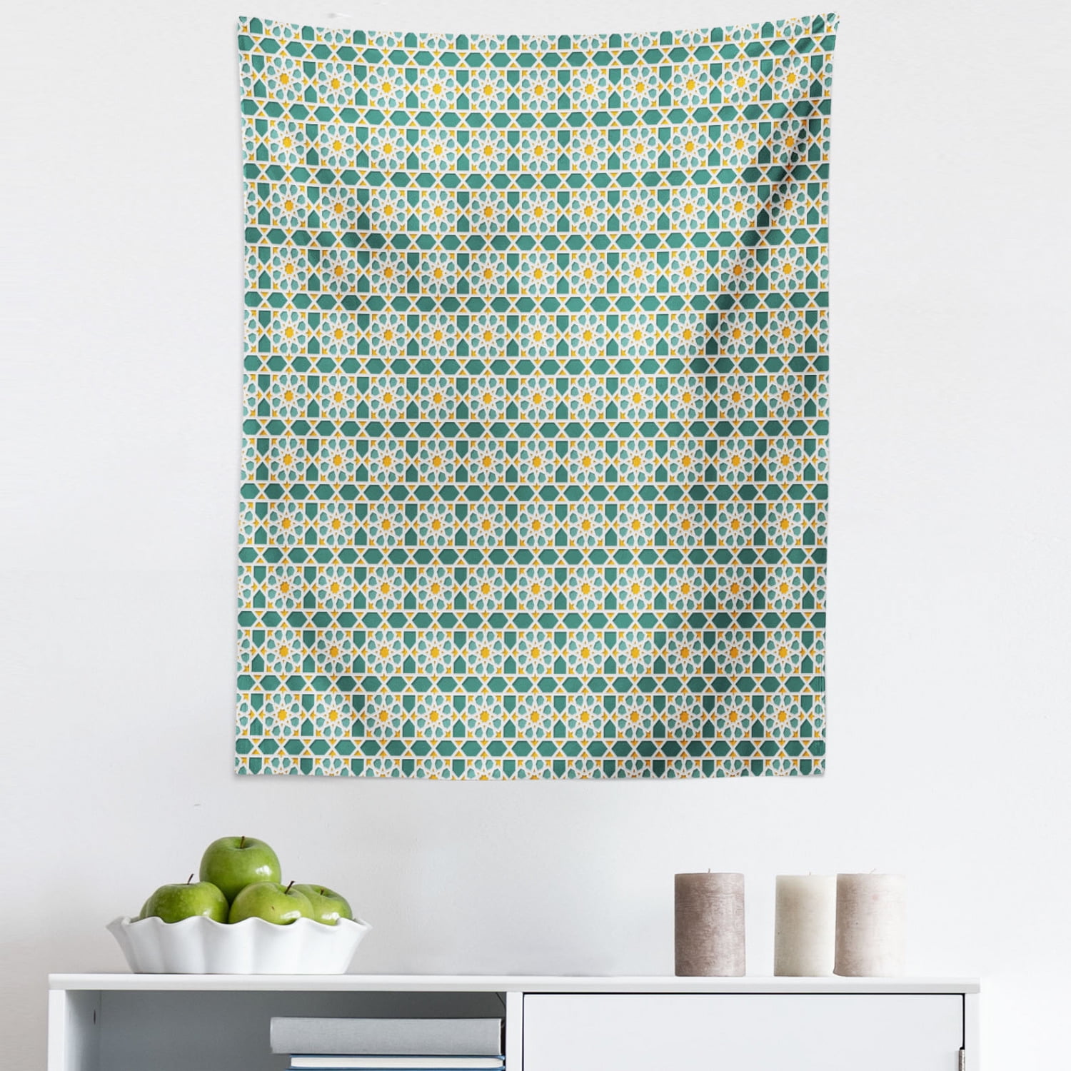 Teal Tapestry, Moroccan Interlacing Star Pattern Ornamental Mosaic ...