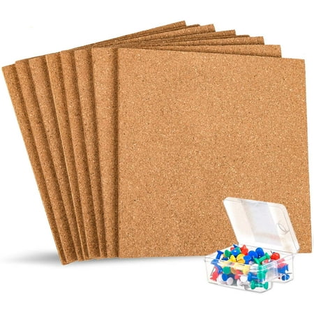 8 Pack Square Cork Board Self Adhesive Cork Tile Boards Small Bulletin ...