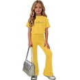 Atogsazn Girls 2 Piece Outfits Kids Casual Short Sleeve Tshirt Flare ...
