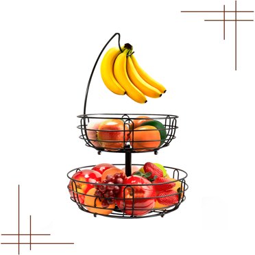 Auledio Houseware 2-Tier Metal Fruit Basket with Detachable Banana ...