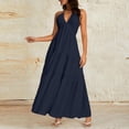 Aellinatey Women's backless halter dress, deep V-neck long dress, A ...
