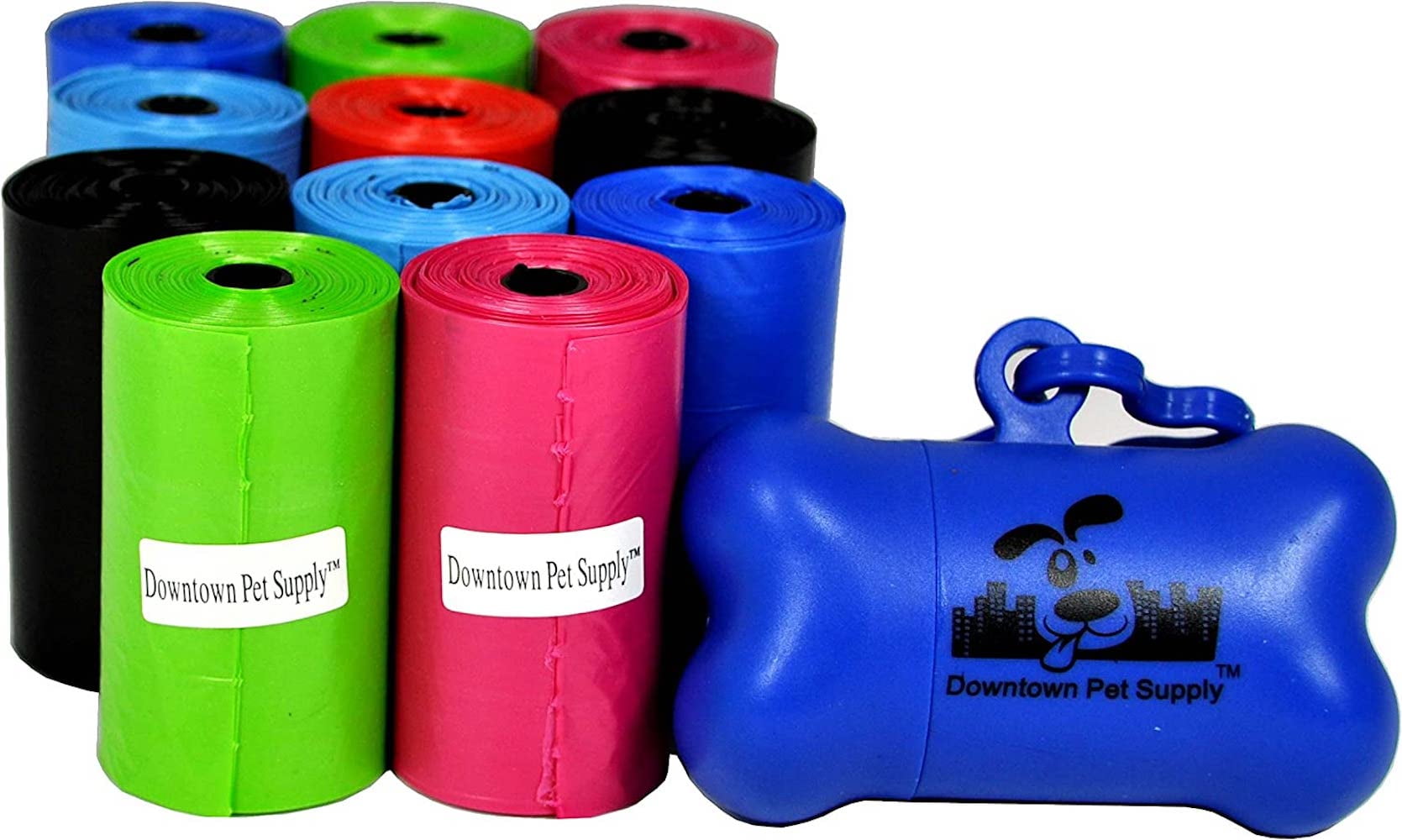 Downtown Pet Supply Dog Poop Bags, Free Poop Bag Holder, Rainbow of ...