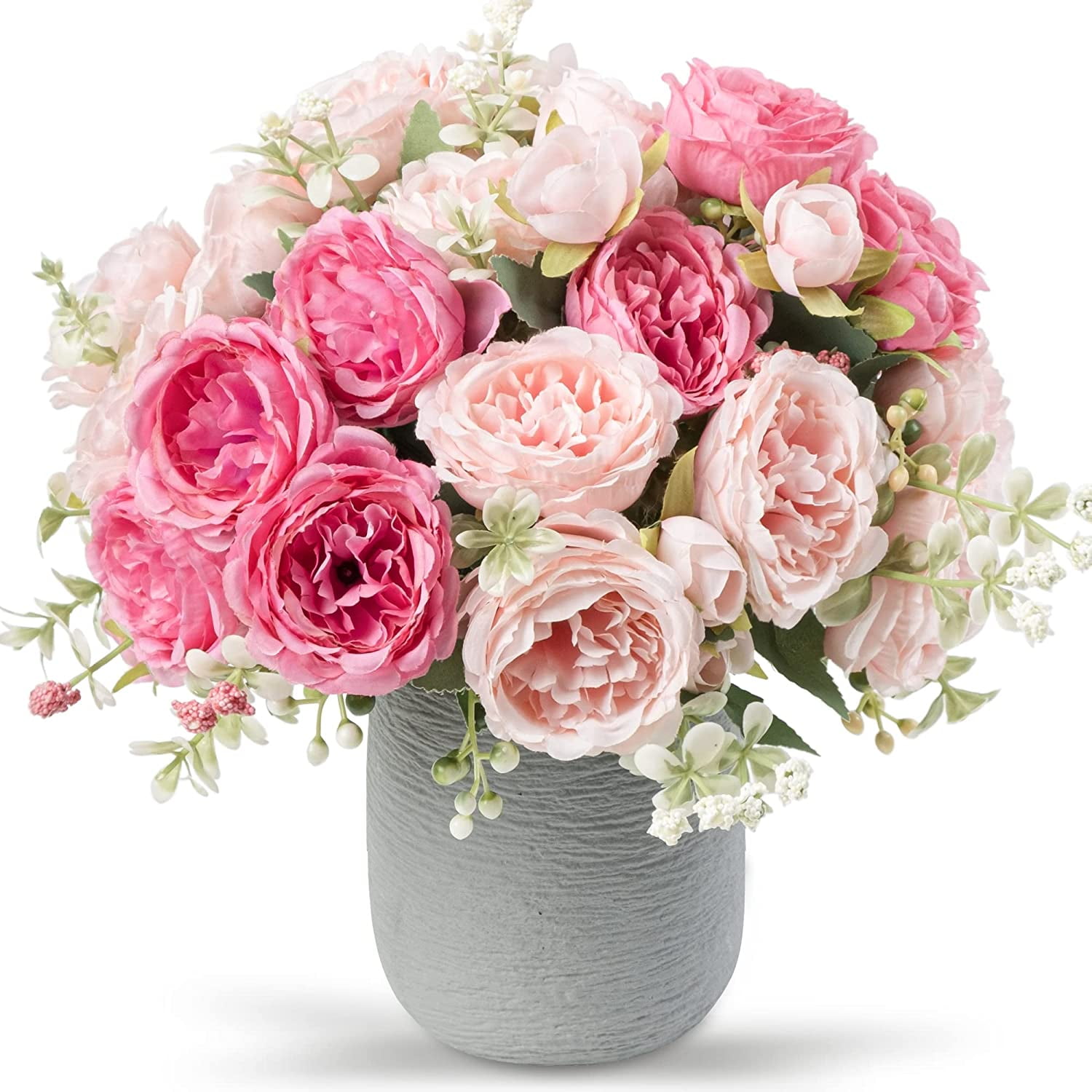 4 Bundles Artificial Peonies Silk Flowers, Plastic Faux Peony Flowers ...