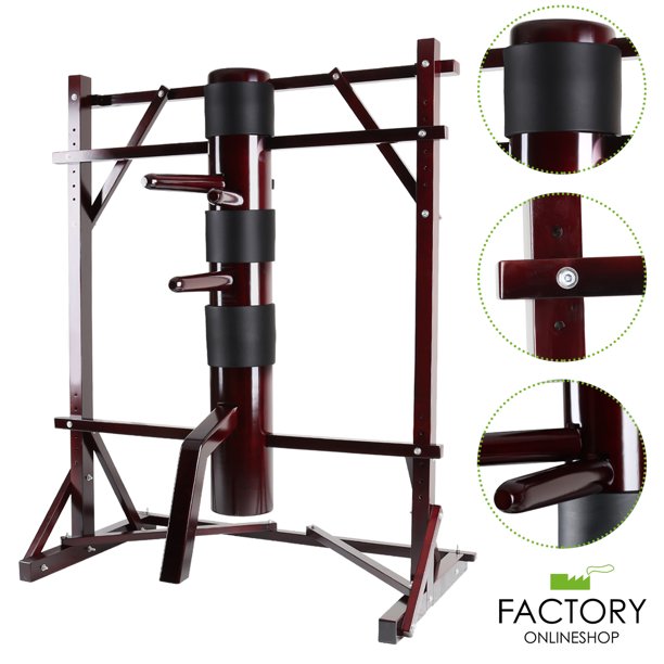 Geniqua Dark Red 3 Pads Wood Wing Chun Adjustable Frame Target Training ...