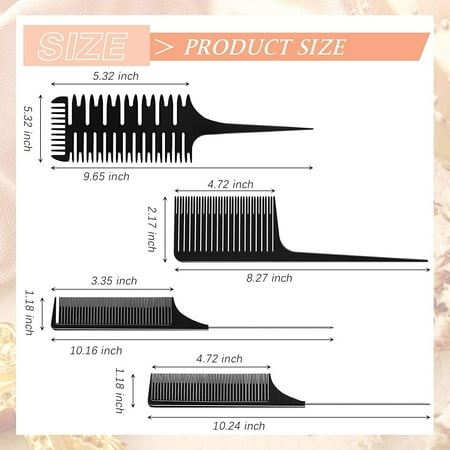 8 Pieces Weaving Highlighting Foil Hair Comb 3-Way Sectioning Comb Rat ...