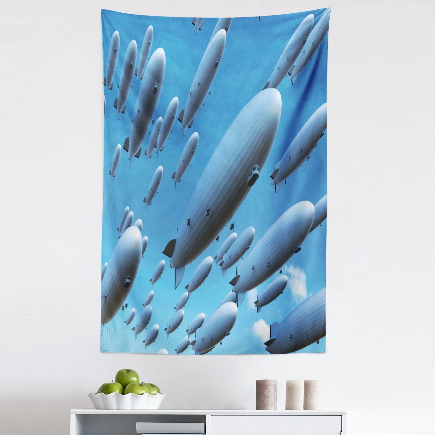 Zeppelin Tapestry, Many Fleet Airships Flying in the Sky Aviation ...