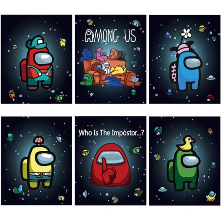 6 Sheets Merch Crewmate Poster in 6 Different Patterns with 24 Pcs Glue ...