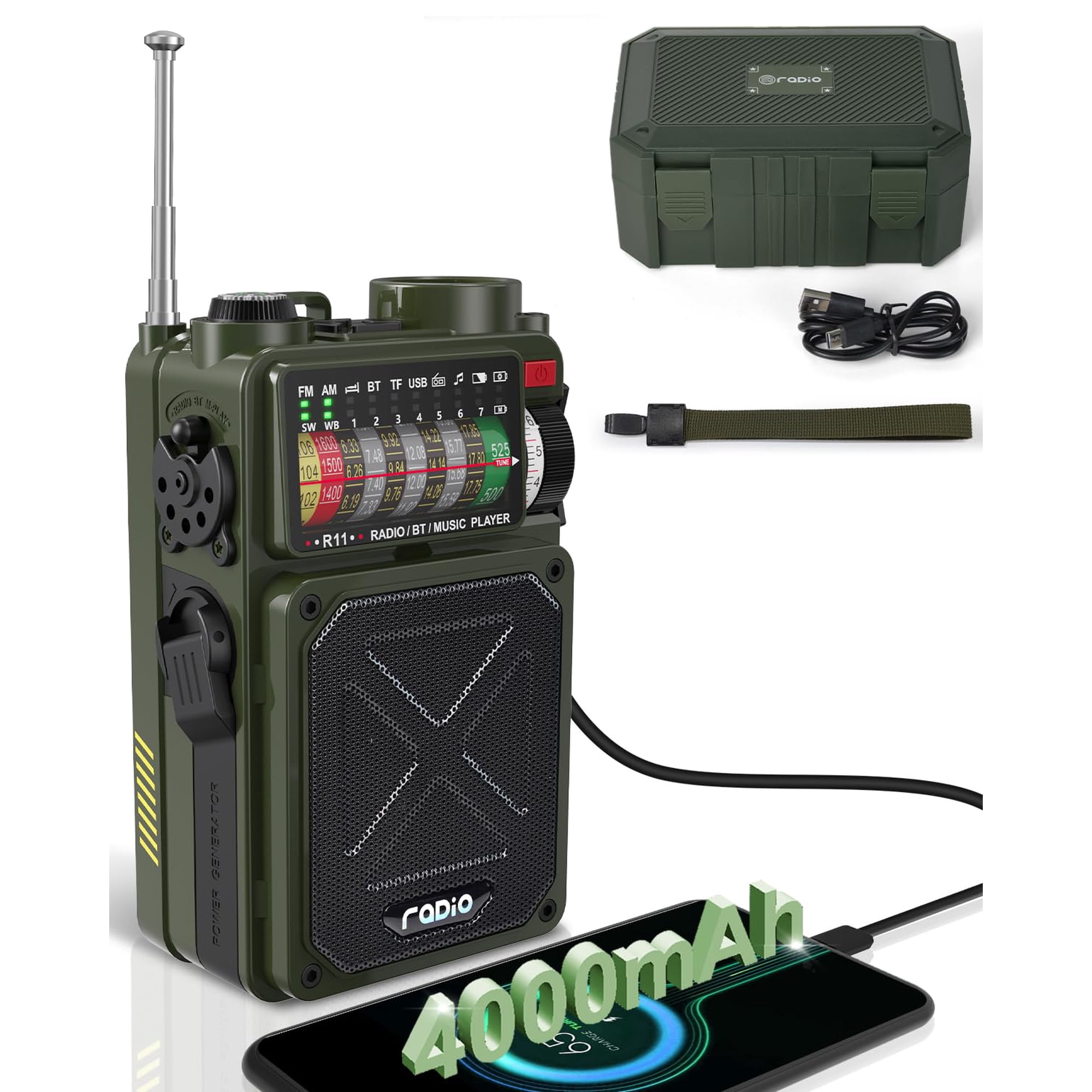 Click here for Emgykit R11 Emergency Crank Radio - 4000mah/14800m... prices