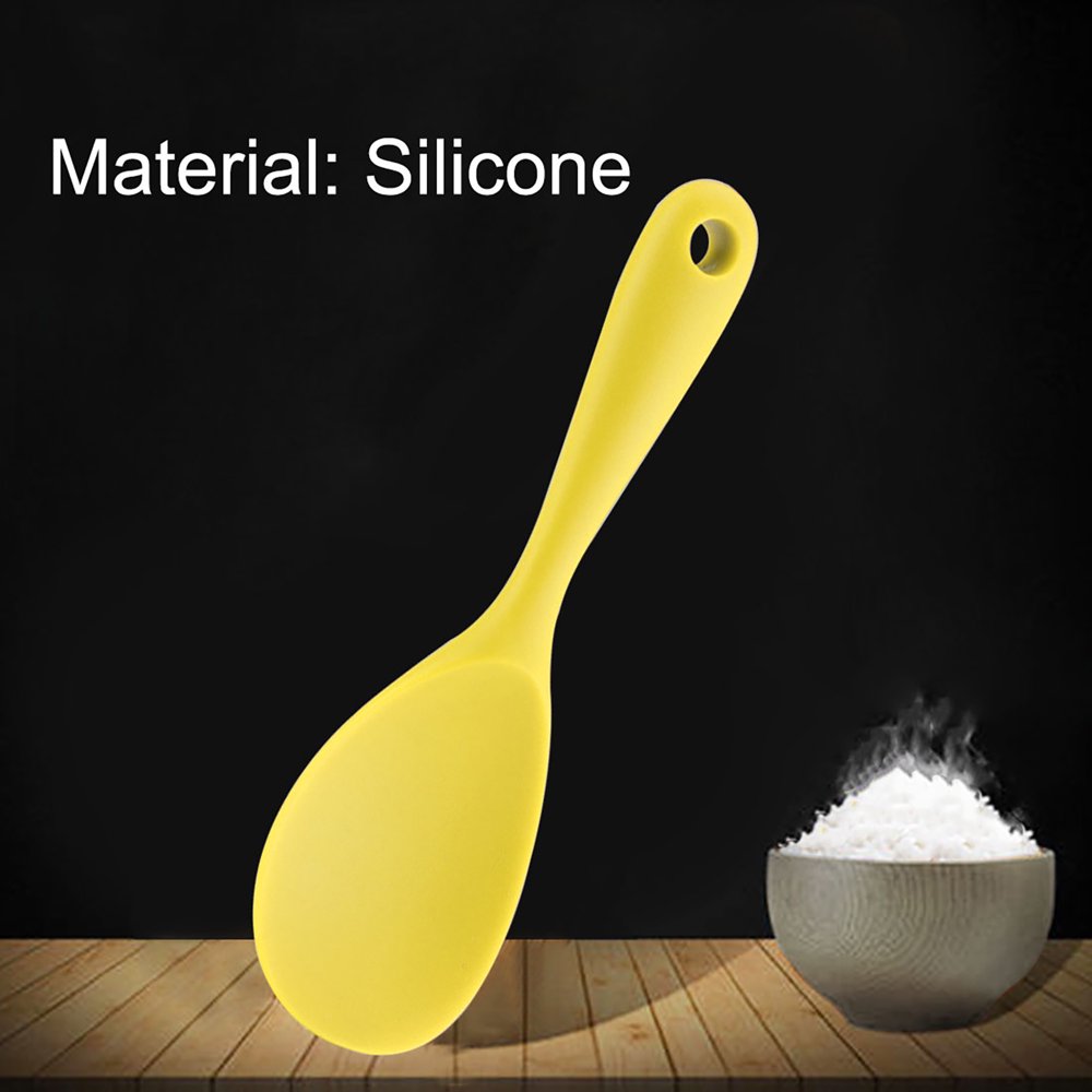 8.7" Silicone Soup Ladle Spoon Wood Hand Restaurant Kitchen Scoop ...
