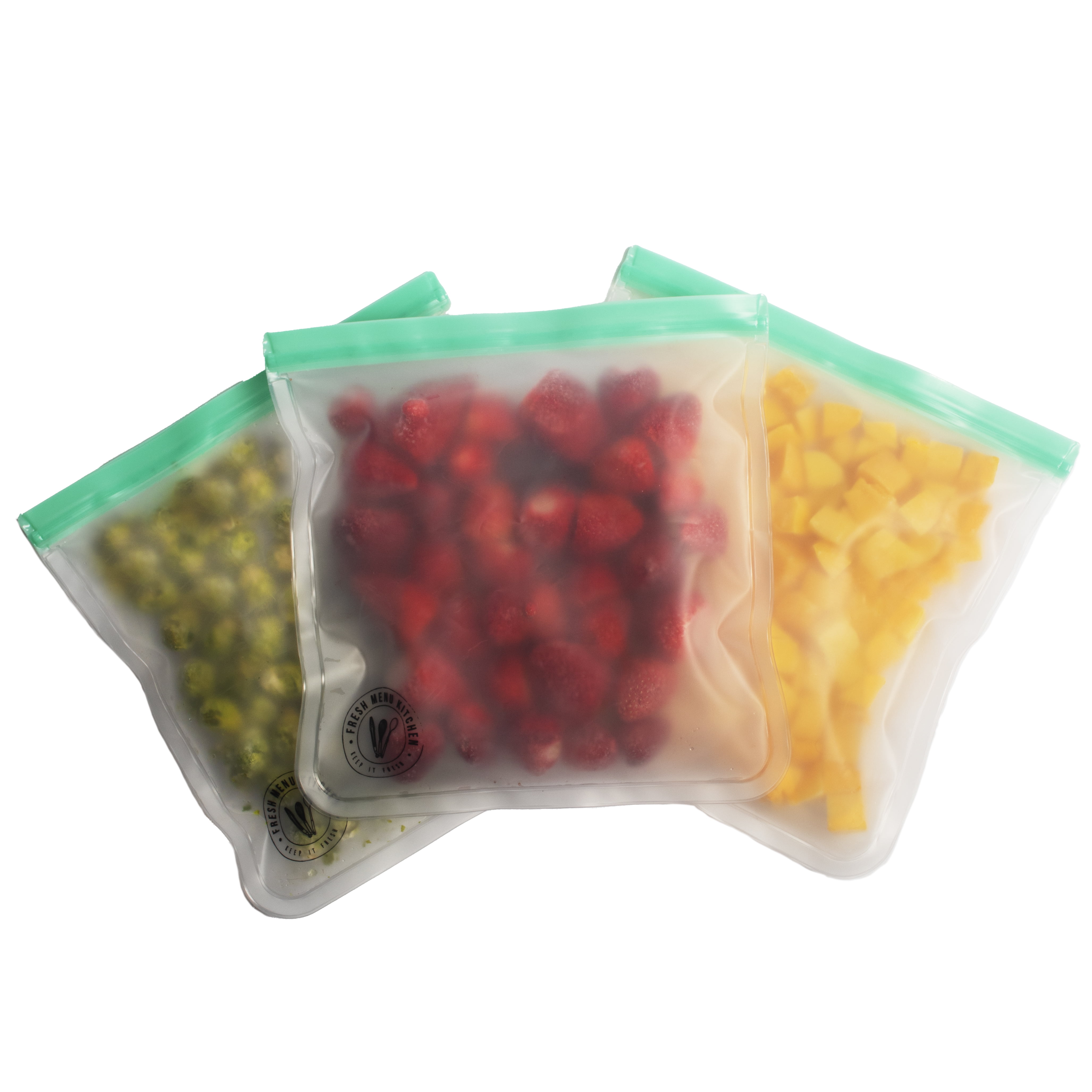 Fresh Menu Kitchen- 3 Extra Thick and Large Reusable Food Storage Bags ...