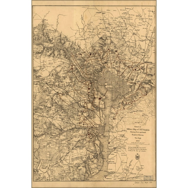 24"x36" Gallery Poster, Map of American Civil War defenses of ...
