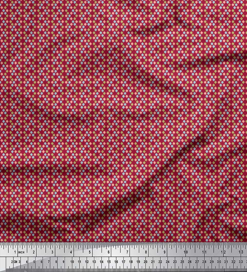 Soimoi Crepe Silk Fabric Geometric Small Print Fabric by The Yard 42 ...