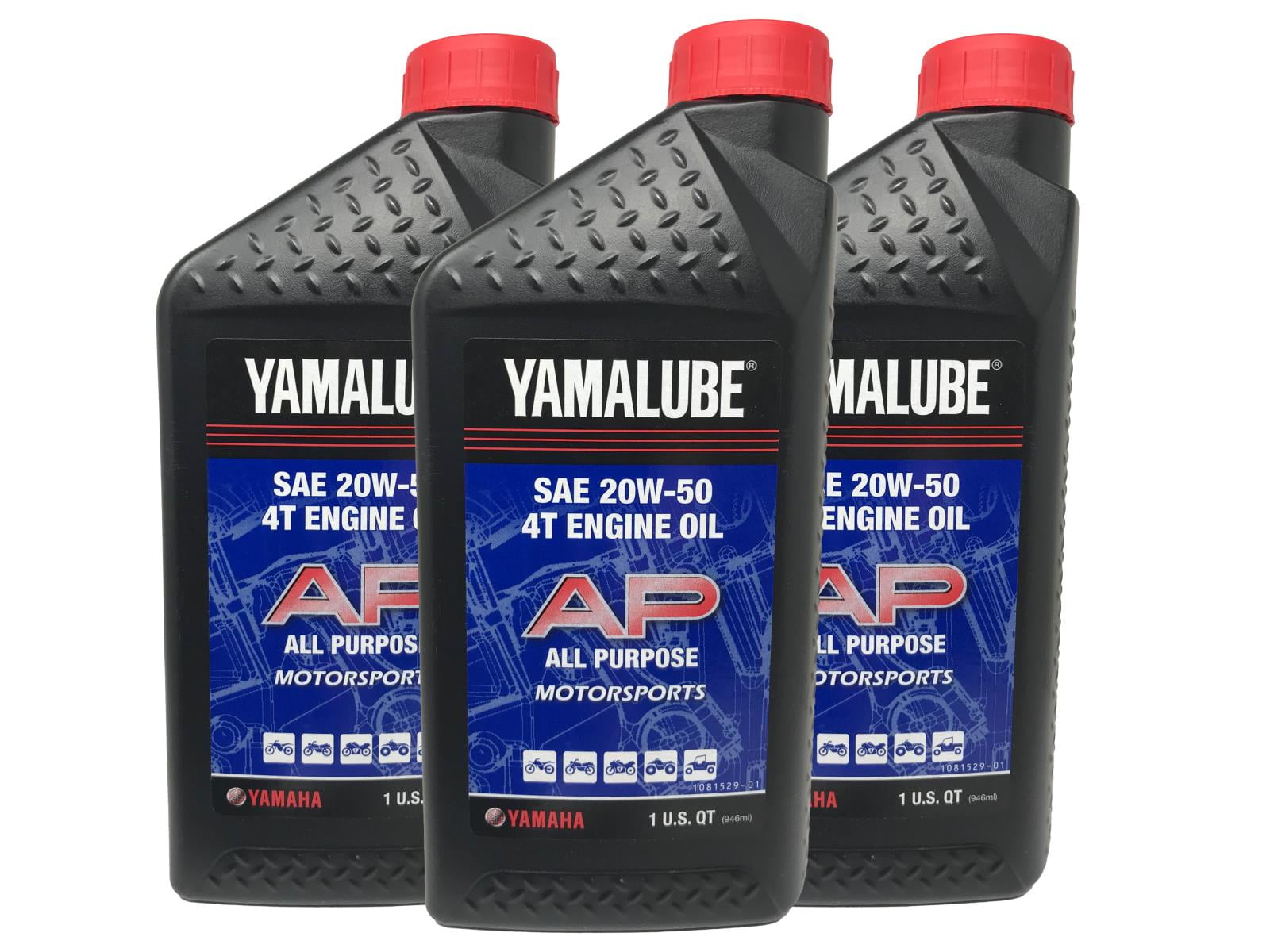 Yamaha Genuine OEM SAE 20W-50 4T Engine Oil LUB-20W50-AP-12 - 3 Pack ...