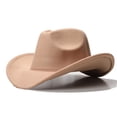 Classic Western Cowboy Felt Hat, Curved Roll-up Brim Solid Color Dress ...