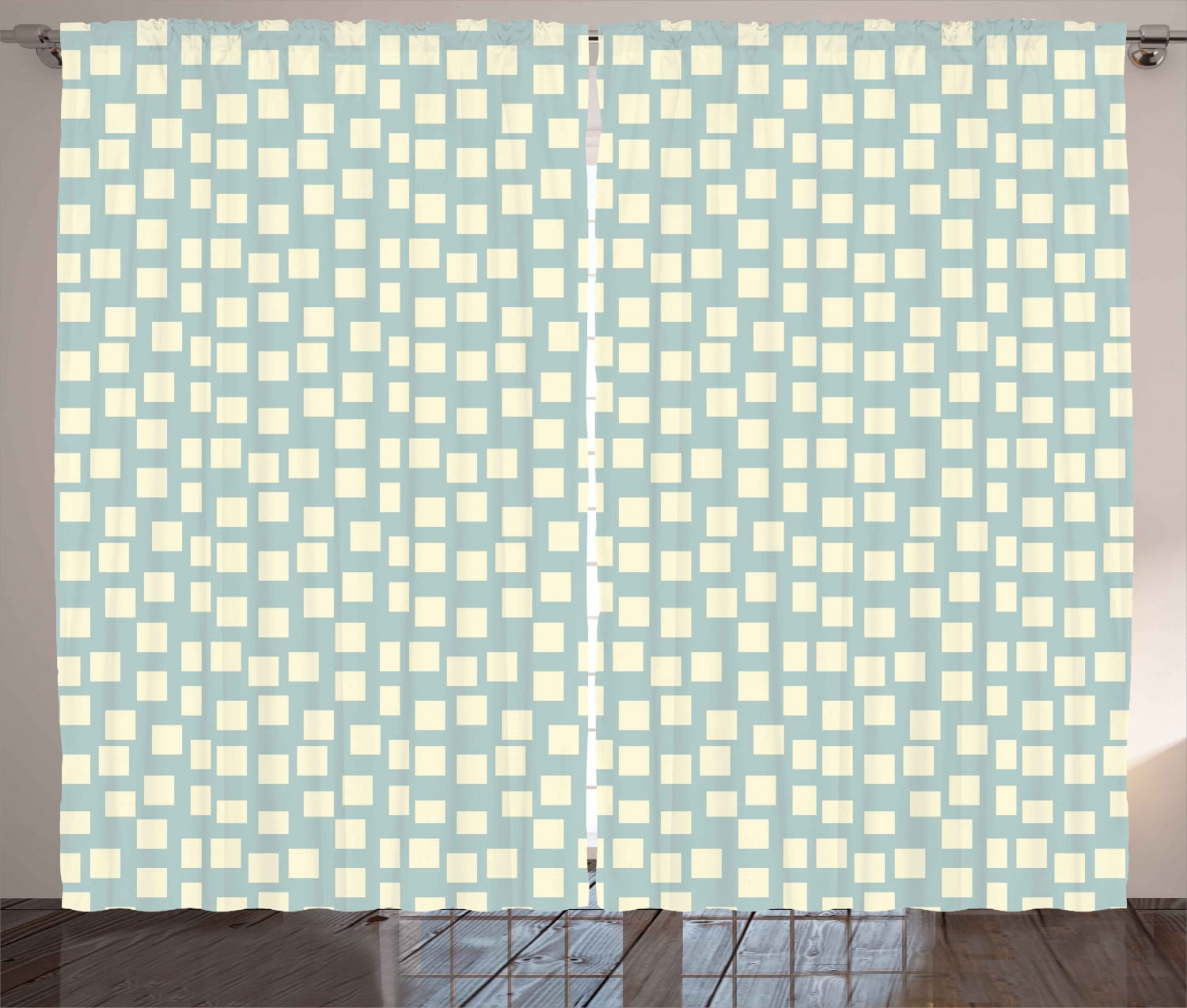 Modern Curtains 2 Panels Set, Big and Small Asymmetrical Squares ...