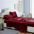 Anminy Queen Size Silky Satin Sheets Red Deep Pocket Bed Set 4 Pieces