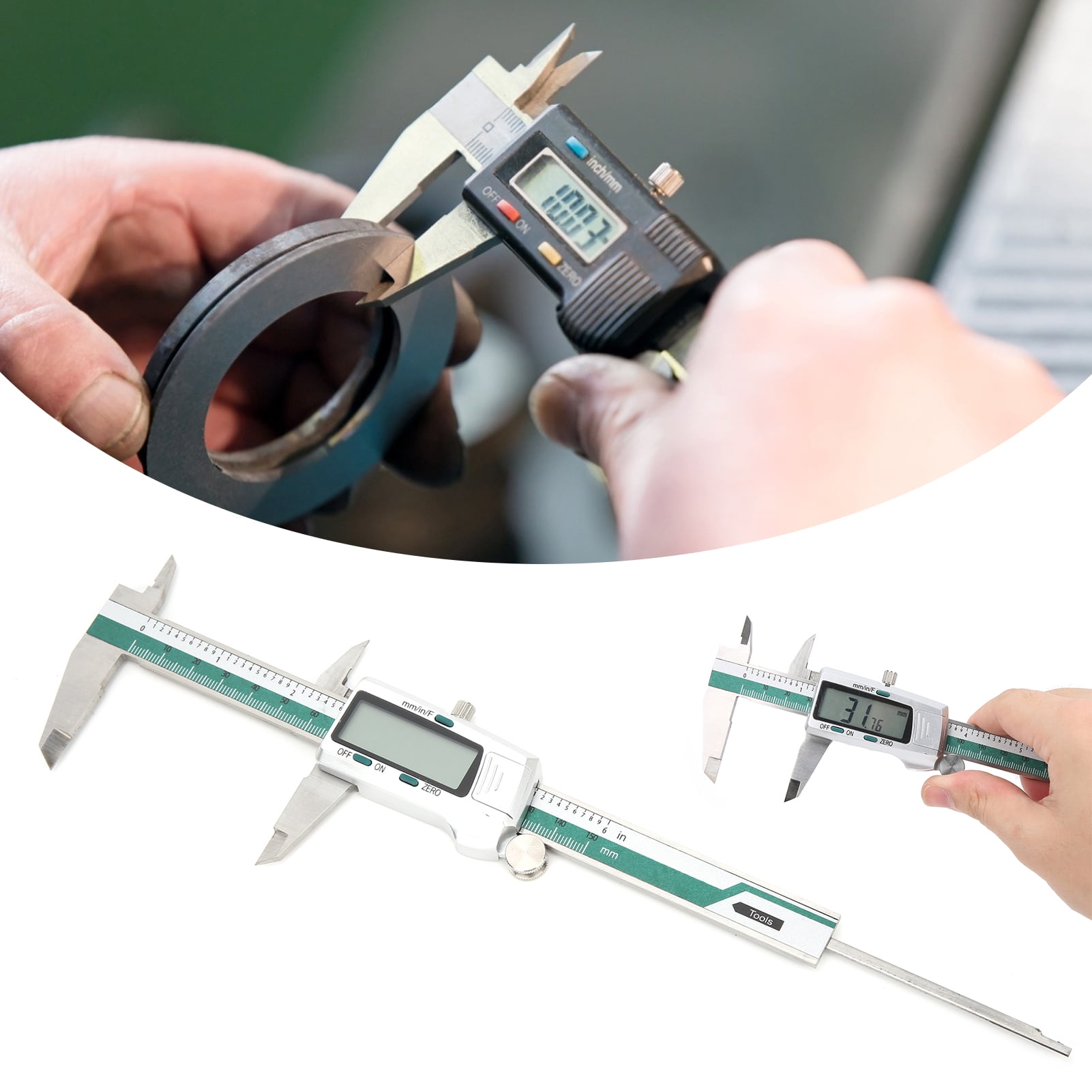 Caliper Vernier, Pantalla Digital de Acero Resistente inoxidable Al ...