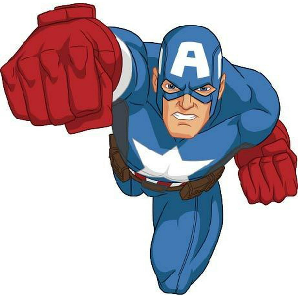 Captain America Animated Cartoon Character Wall Art Sticker Vinyl ...