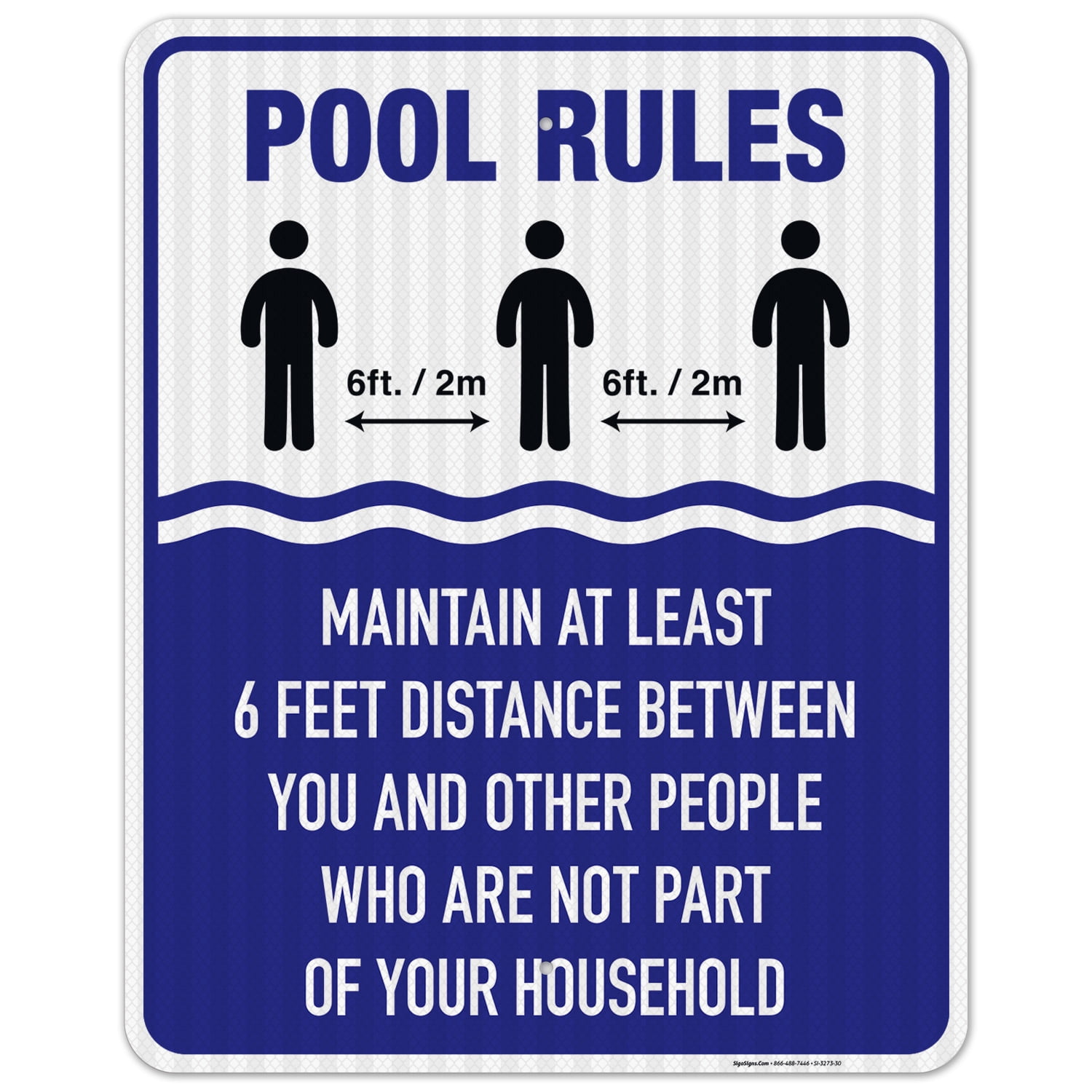 Social Distancing Pool Rules Sign, Maintain At Least 6 Feet Distance ...