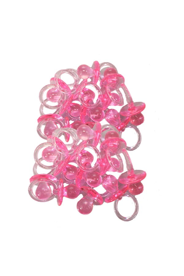 144 Pieces of 0.75" Inch Clear Pink Plastic Baby Pacifier for Party ...