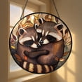 Hugging Raccoon Stained Glass Suncatcher – Sunflower Window Hanging ...