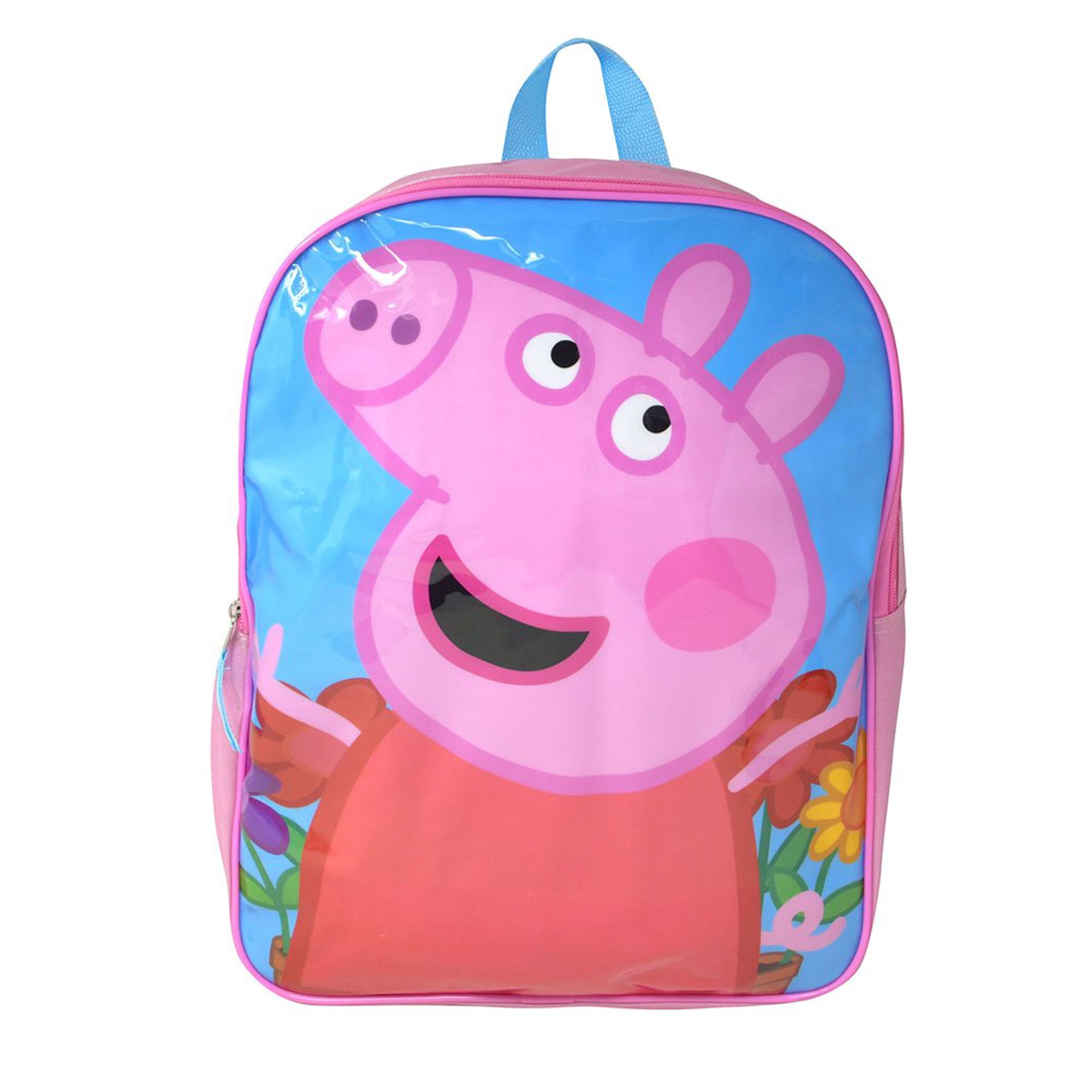 Peppa Pig Girls School Backpack 15" with Flat Front Pink Flowers ...