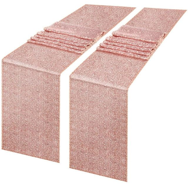 Zukuco Sequin Table Runner, 2 Pack 12 x 108 inch Glitter Table Runner ...