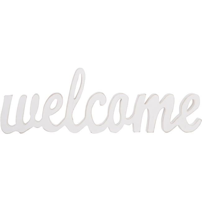 Home Essentials & Beyond 43747 18 in. Welcome White Word Sign - Walmart.com