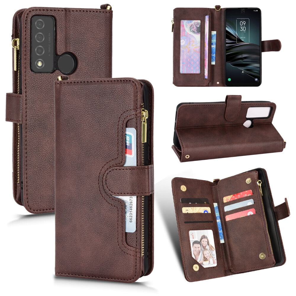 Case for TCL 20XE Cover Zipper Magnetic Wallet Card Holder PU Leather ...