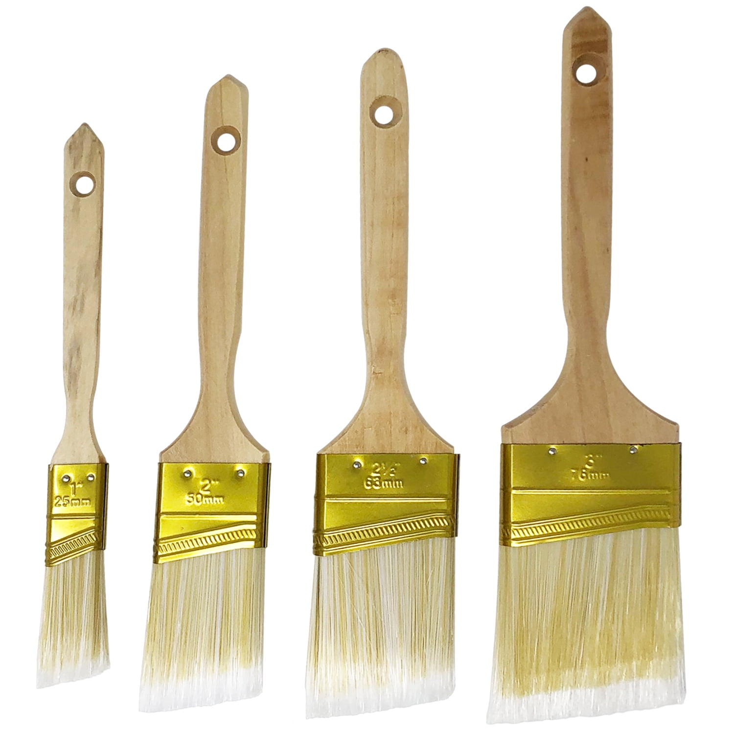 Ezzo Household Paintbrushes Wood Handle Angled for Water or Oil Based ...