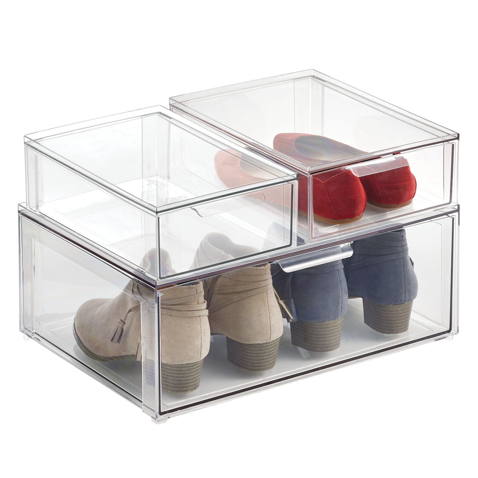 Mdesign Plastic Stackable Closet Storage Organizer Bin Containers With