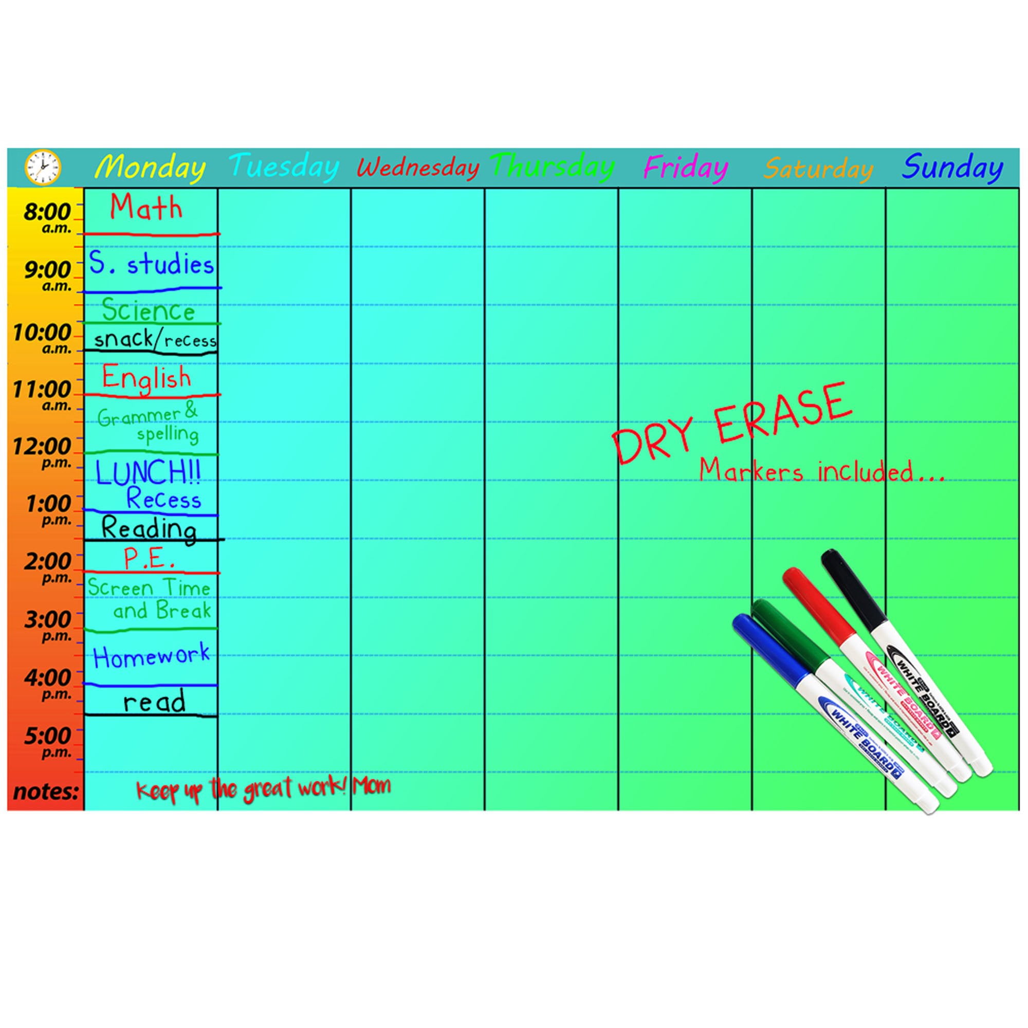 Colorful Homeschool Schedule Chart with Dry Erase Philippines | Ubuy