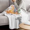 Abstract Deer Fleece Throw Blanket Colored Cloud Paint Red Blue Yellow ...