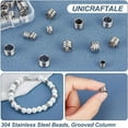 304 Stainless Steel Beads Grooved Column Stainless Steel Color 4~8x4~5 ...