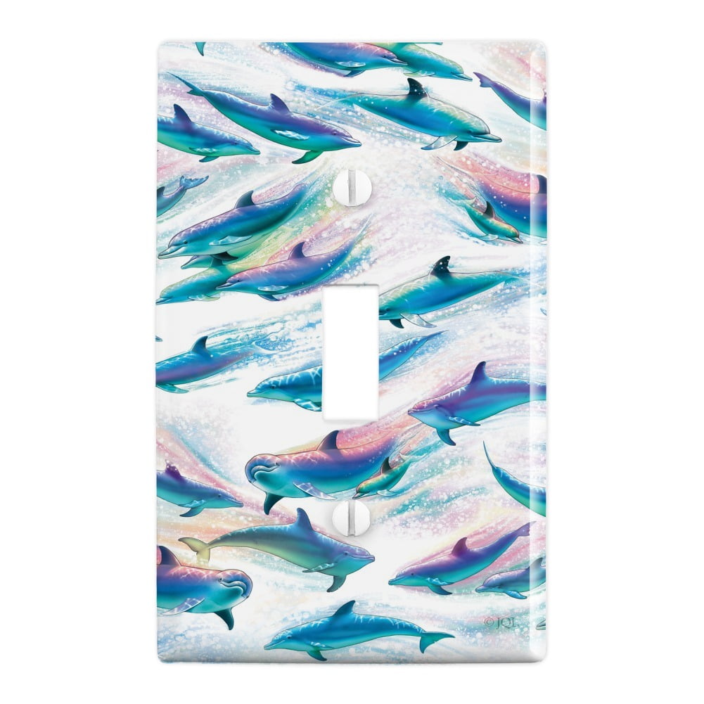 Dolphin Swimming Pod Pattern Plastic Wall Decor Toggle Light Switch ...