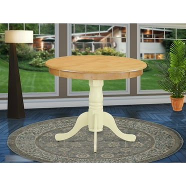 30" x 30" Solid Wood Round Pedestal Dining Table in Washed Gray Taupe ...