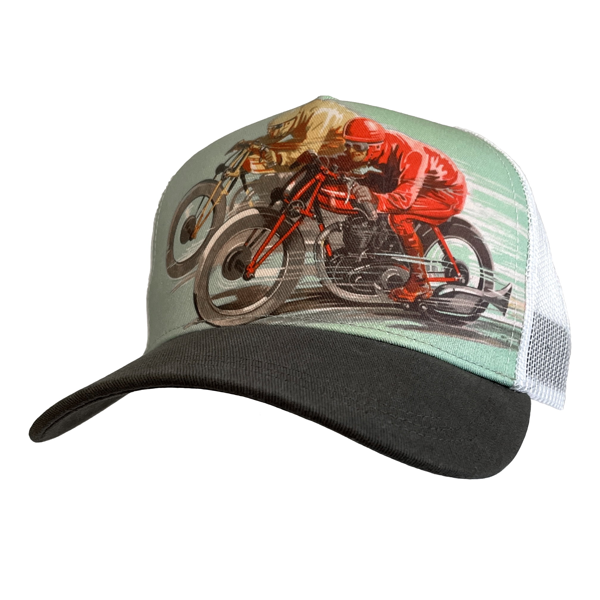 Shell Adult Heritage Trucker Hat with Antique Race Motorcycles ...