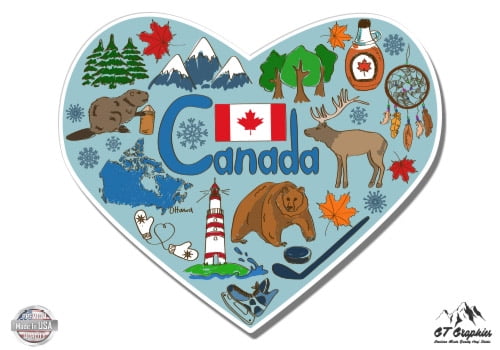 Canada Heart Local Native Culture Travel - 5" Vinyl Sticker - For Car ...