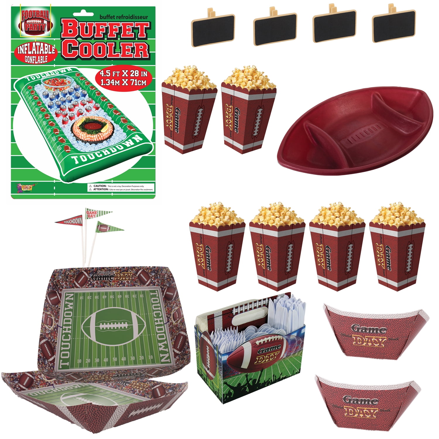 Forum Football Deluxe 53pc Party Serveware Set, Green White Brown ...