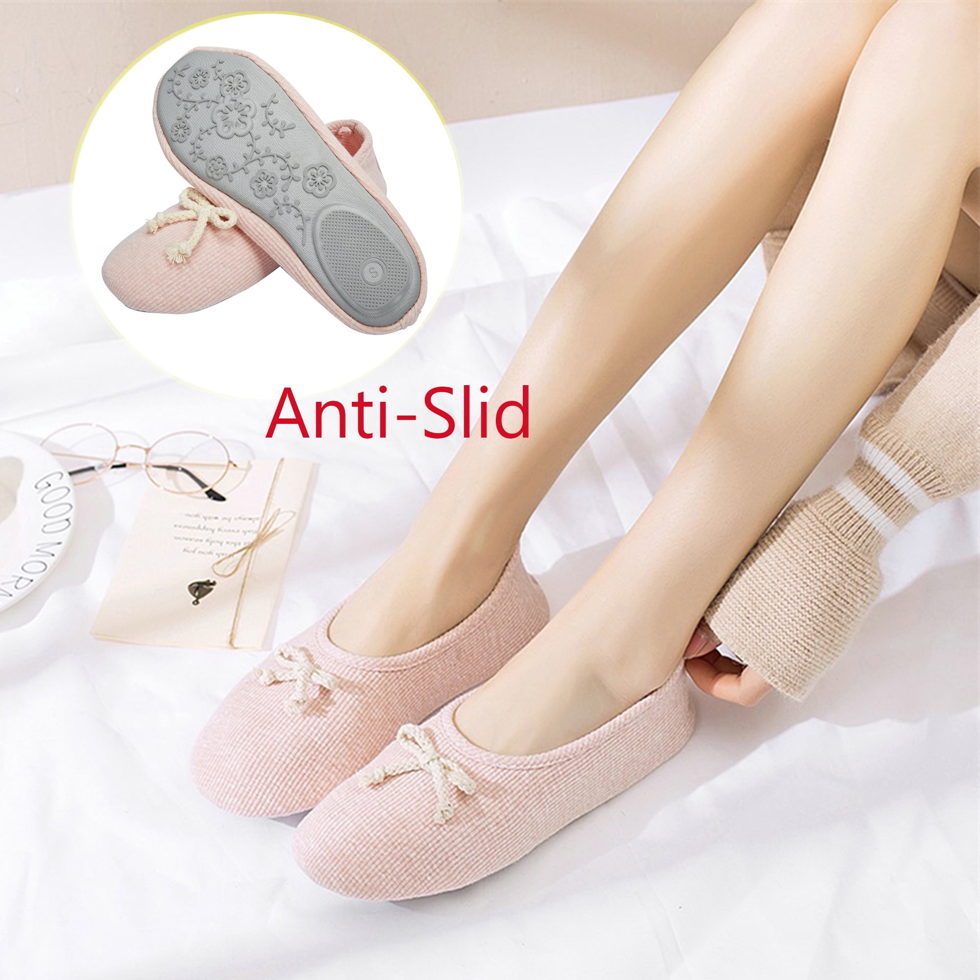 Women's Confinement Shoes Ballerina House Slippers Anti-Skid Comfy Warm ...