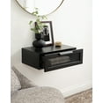 Kate and Laurel Ori Modern Cane Floating Side Table, 18 x 13 x 6, Black ...