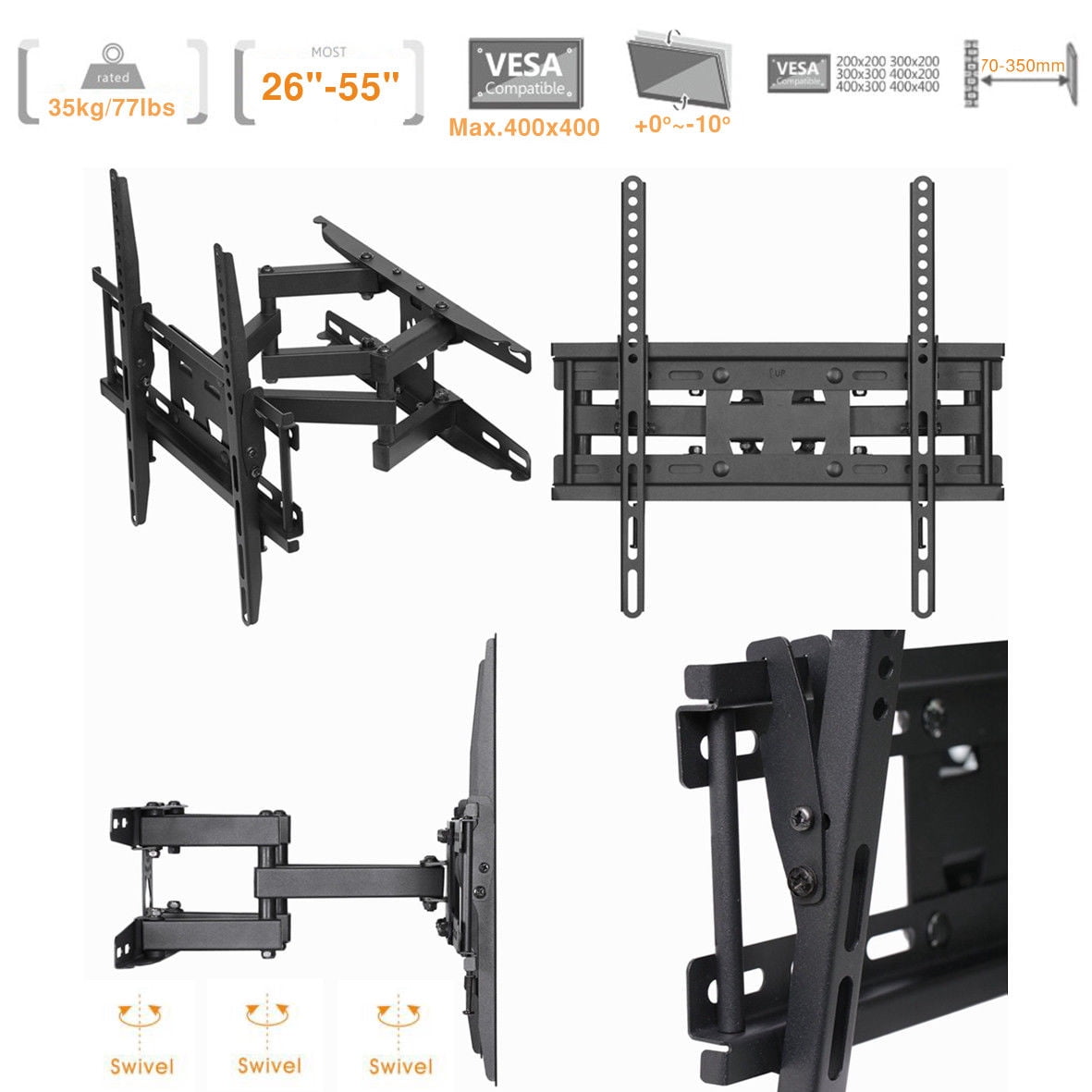 LCD LED PLASMA TV FLAT PANEL SWIVEL TILT FULL MOTION WALL MOUNT, 26"-42 ...