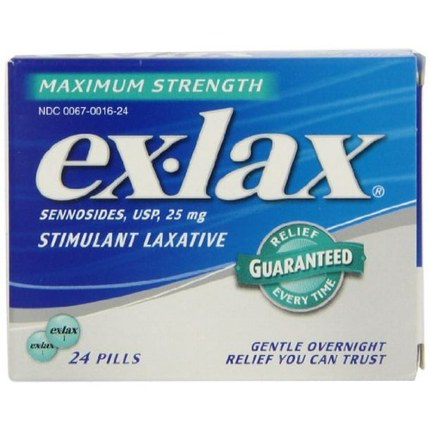 Ex-Lax Stimulant Laxative Maximum Strength Sessnosides 25mg 24 Pills ...