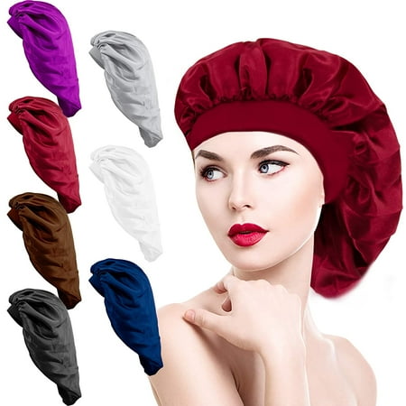 7 Packs Sleep Bonnet Satin Sleep Cap Extra Large Sleeping Caps Women ...